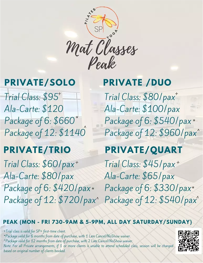 Price List - SP+ Pilates & Yoga